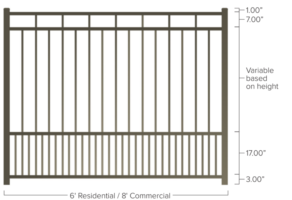 Residential Aluminum Fence | Alternating Flush Top & Bottom